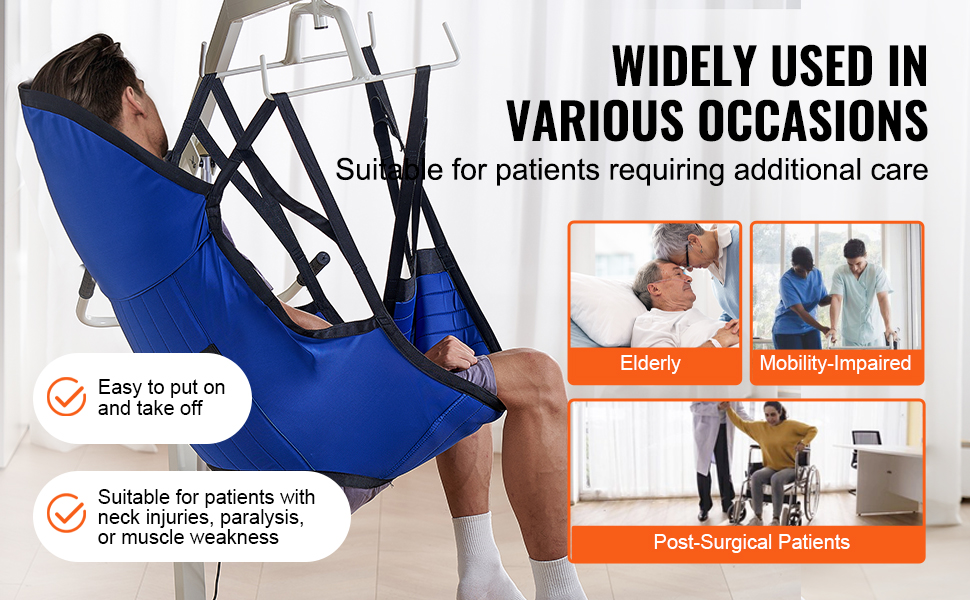 VEVOR Patient Lift Sling with Head Support Large-Size U Shape Divided ...