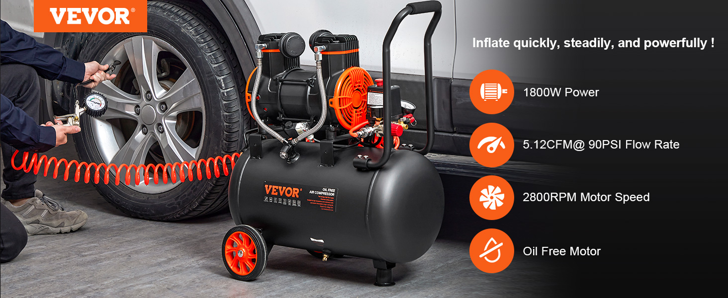VEVOR 1800W Stille Compressor luchtcompressor fluistercompressor ...
