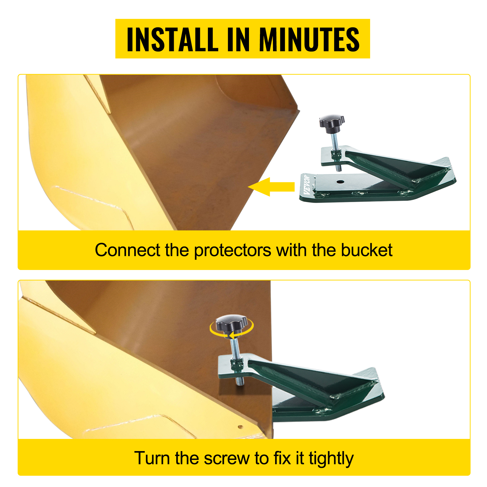 VEVOR Tractor Bucket Protector, 2pcs Ski Edge Protector, 12" Long Turf ...
