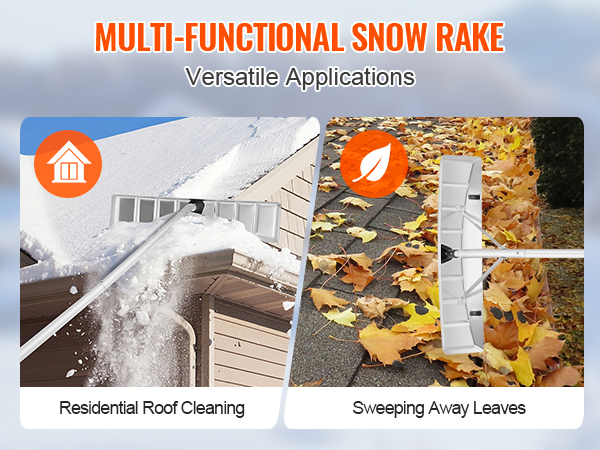 VEVOR Snow Roof Rake, 25" Blade Snow Removal Tool, 21ft Reach Aluminium ...