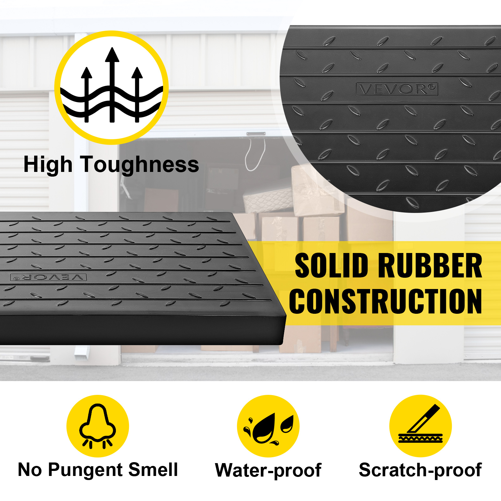 VEVOR Rubber Threshold Ramp, 2.6" Rise Threshold Ramp Doorway, 3 ...
