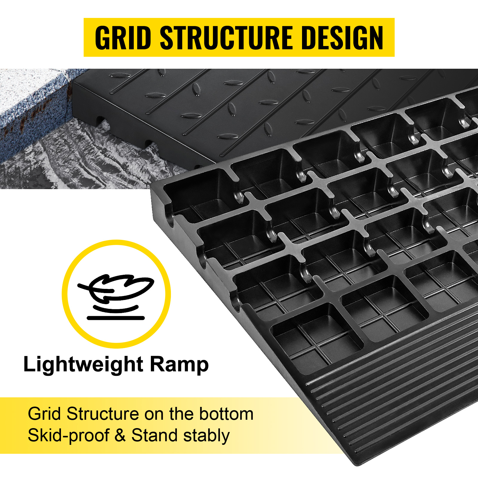 VEVOR Rubber Threshold Ramp, 2.6" Rise Threshold Ramp Doorway, 3 ...