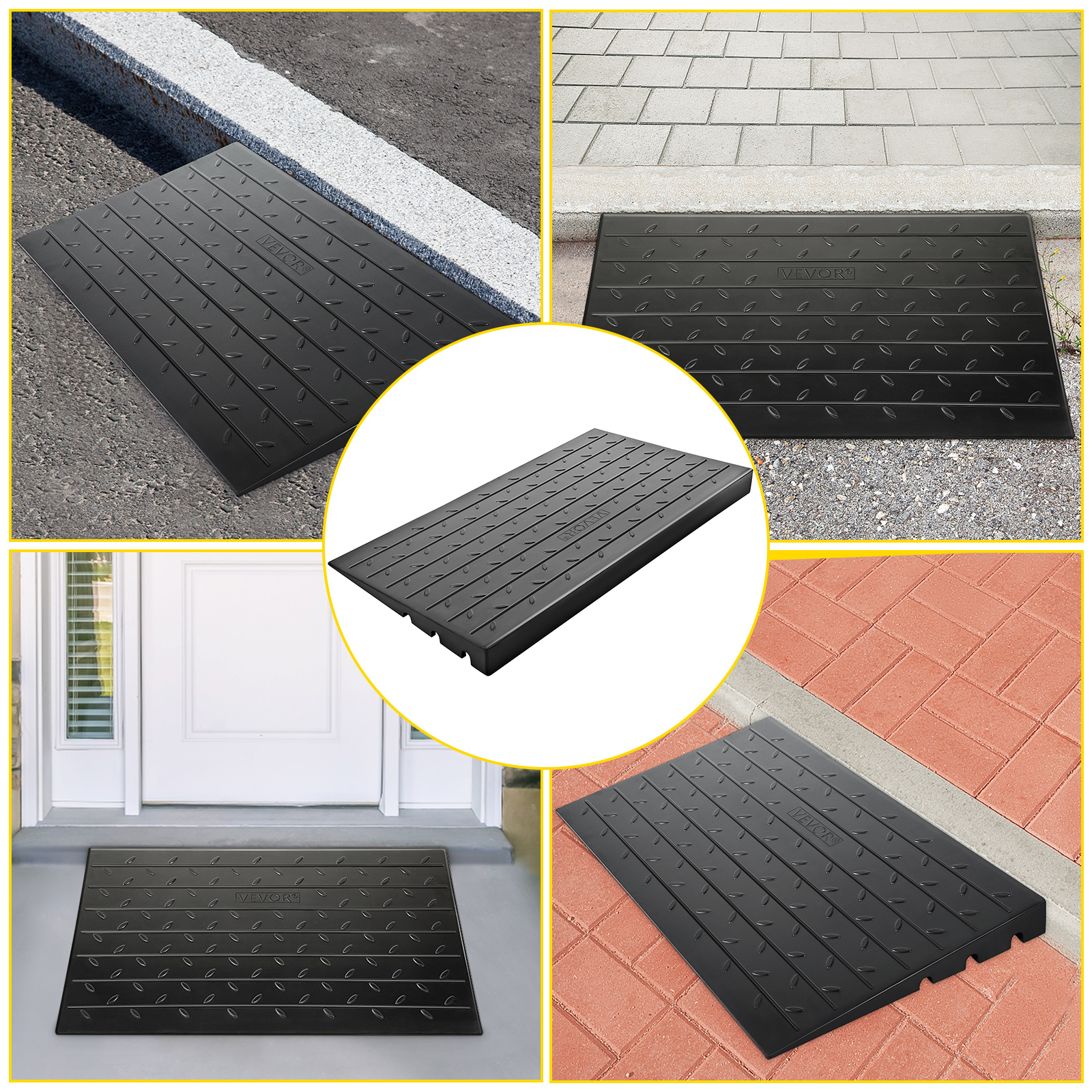 VEVOR Rubber Threshold Ramp, 2.6" Rise Threshold Ramp Doorway, 3 ...