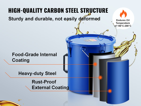 VEVOR Fryer Grease Bucket, 6 Gal Oil Disposal Caddy Carbon Steel Fryer ...
