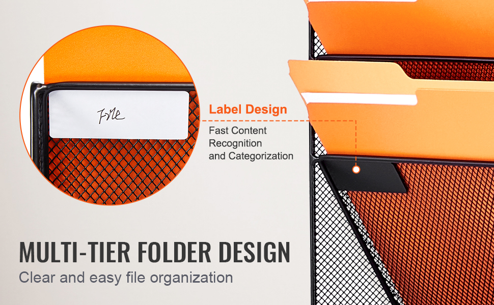 VEVOR Hanging Wall Files Organizer, 2-Piece 6 Pocket Vertical Wall File ...