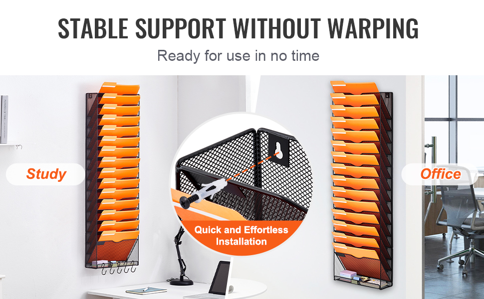VEVOR File Wall Rack Mesh Wall File Holder 1-Piece 16 Pockets for ...