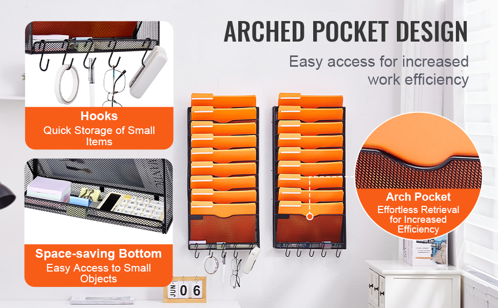 VEVOR File Wall Rack Mesh Wall File Holder 2-Piece 10 Pockets for ...