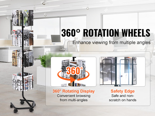 VEVOR Brochure Display Rack 32-Pocket Rotating Literature Display Stand ...