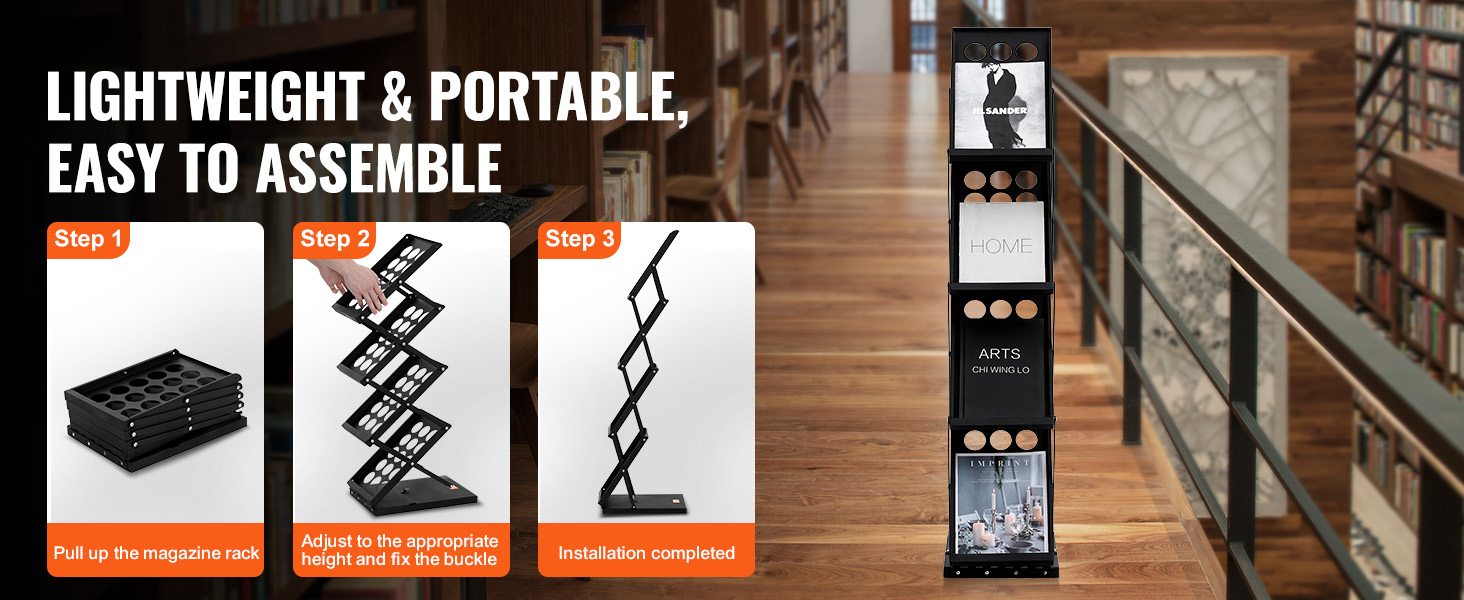 VEVOR Foldable Magazine Display Rack 4 Pocket Brochure Literature ...