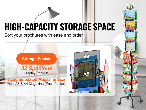 VEVOR Greeting Cards Display Rack, 32 Pockets Rotating Postcard ...