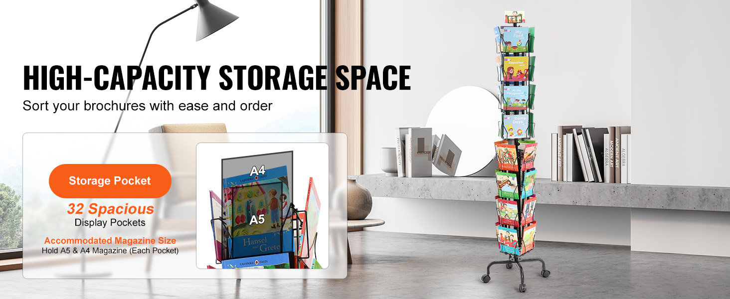 VEVOR Greeting Cards Display Rack, 32 Pockets Rotating Postcard ...