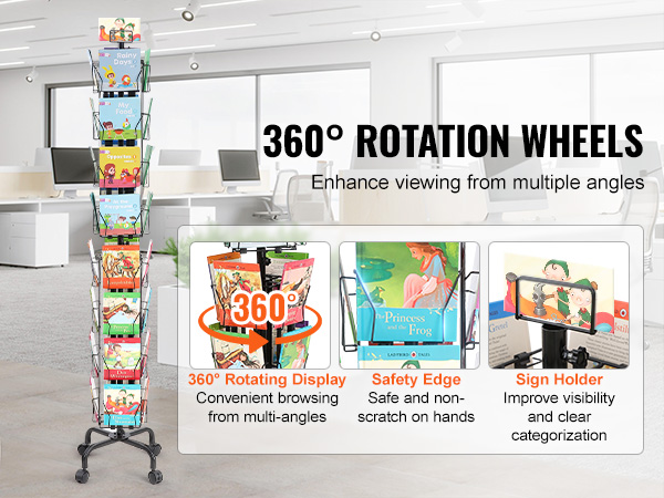 VEVOR Greeting Cards Display Rack 32-Pocket Rotating Postcard Stand ...