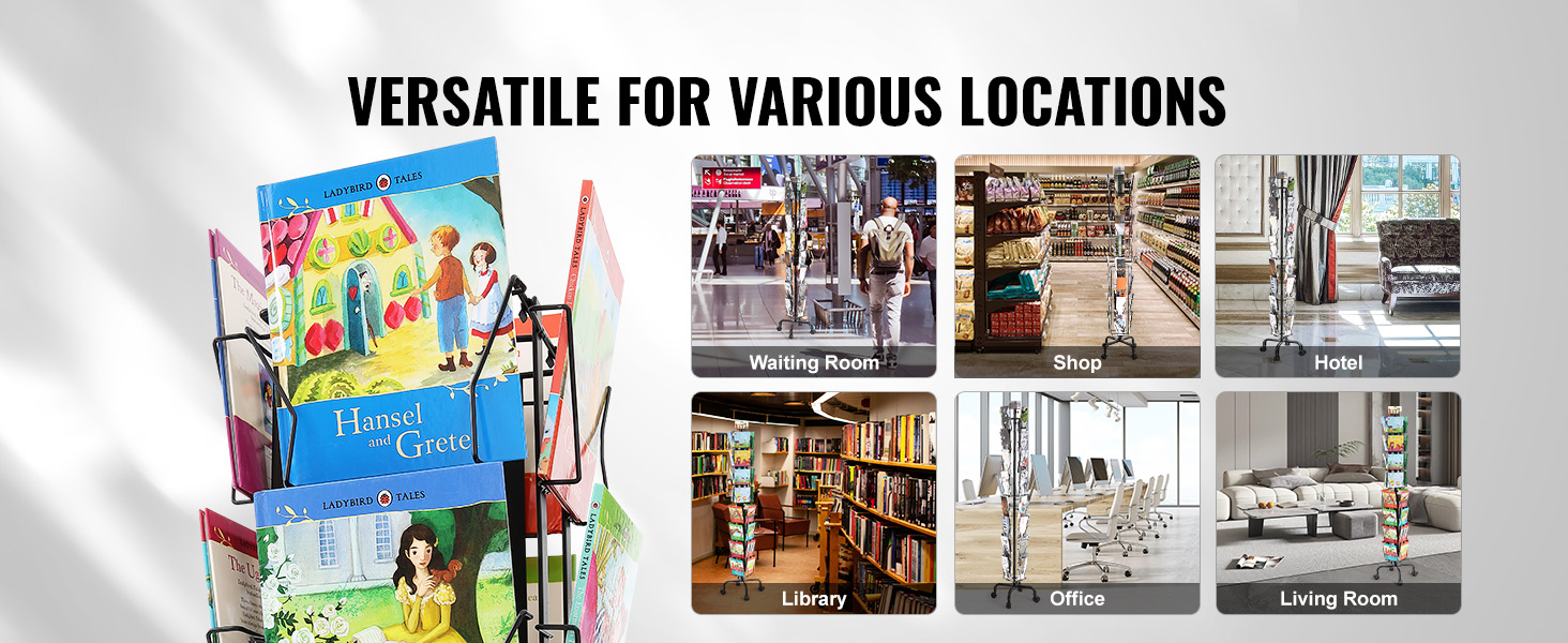 VEVOR Greeting Cards Display Rack, 32 Pockets Rotating Postcard ...