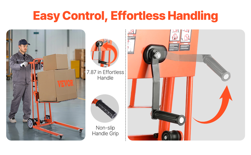 Material Lift Winch Stacker 330 lbs Capacity Pallet Truck Dolly 42.9 in ...
