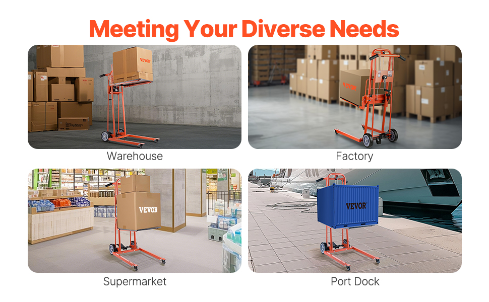 Material Lift Winch Stacker 330 lbs Capacity Pallet Truck Dolly 42.9 in ...