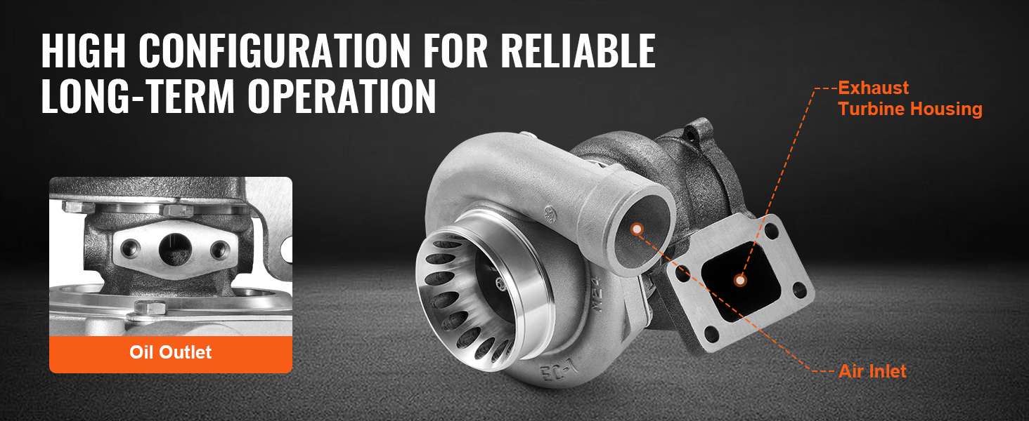 VEVOR Turbo Turbocharger with Gasket Kit for 2.5L-6.0L Engine ...