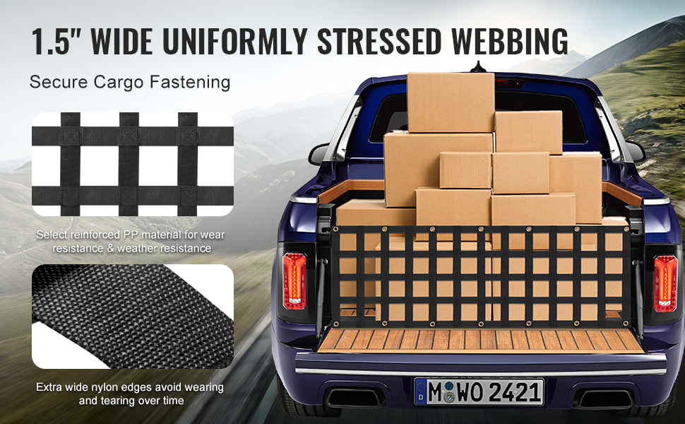 VEVOR Tailgate Net Pickup Truck Tailgate Net 60" x 18" for Full Size ...