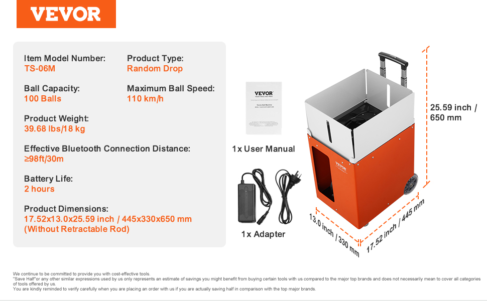 VEVOR Tennis Ball Machine Automatic Portable Ball Launcher Training ...