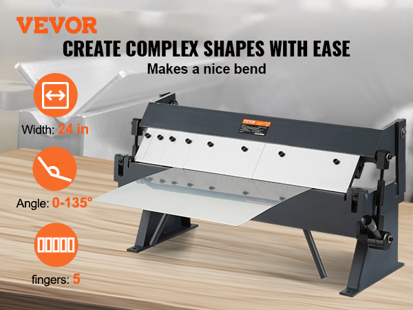VEVOR Box and Pan Brake, 610 ± 10 mm, 0-130 Degrees Sheet Metal Bending ...