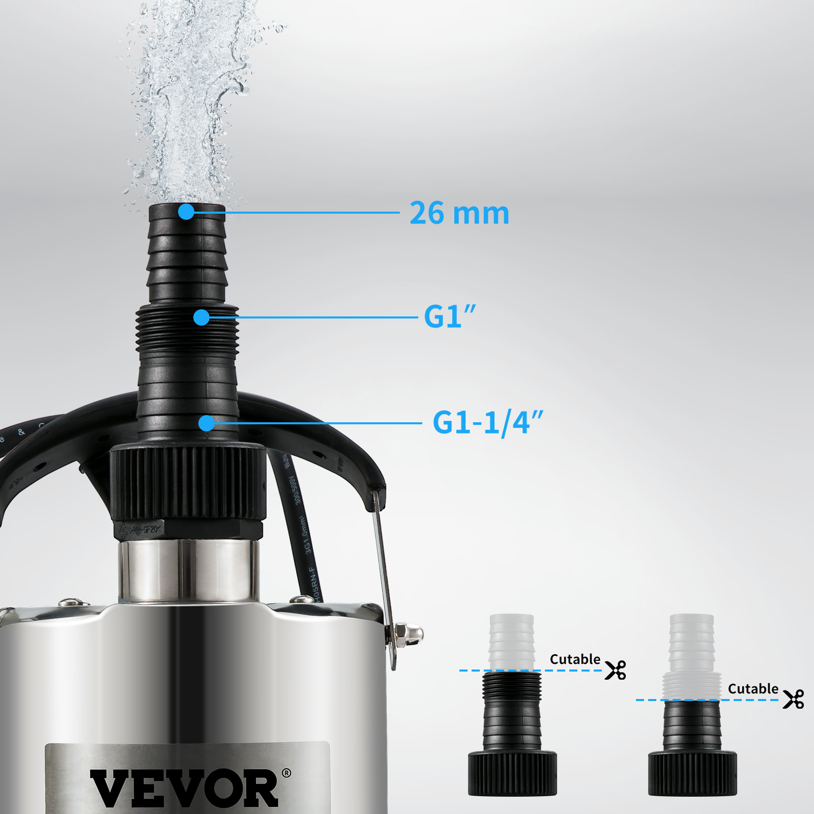 VEVOR Submersible Water Pump, 550W 9500L/H, w/ 10 m Cord and Automatic ...