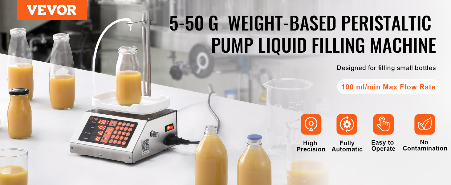 VEVOR Liquid Filling Machine, 5-50 g Weighing Capacity, Automatic ...