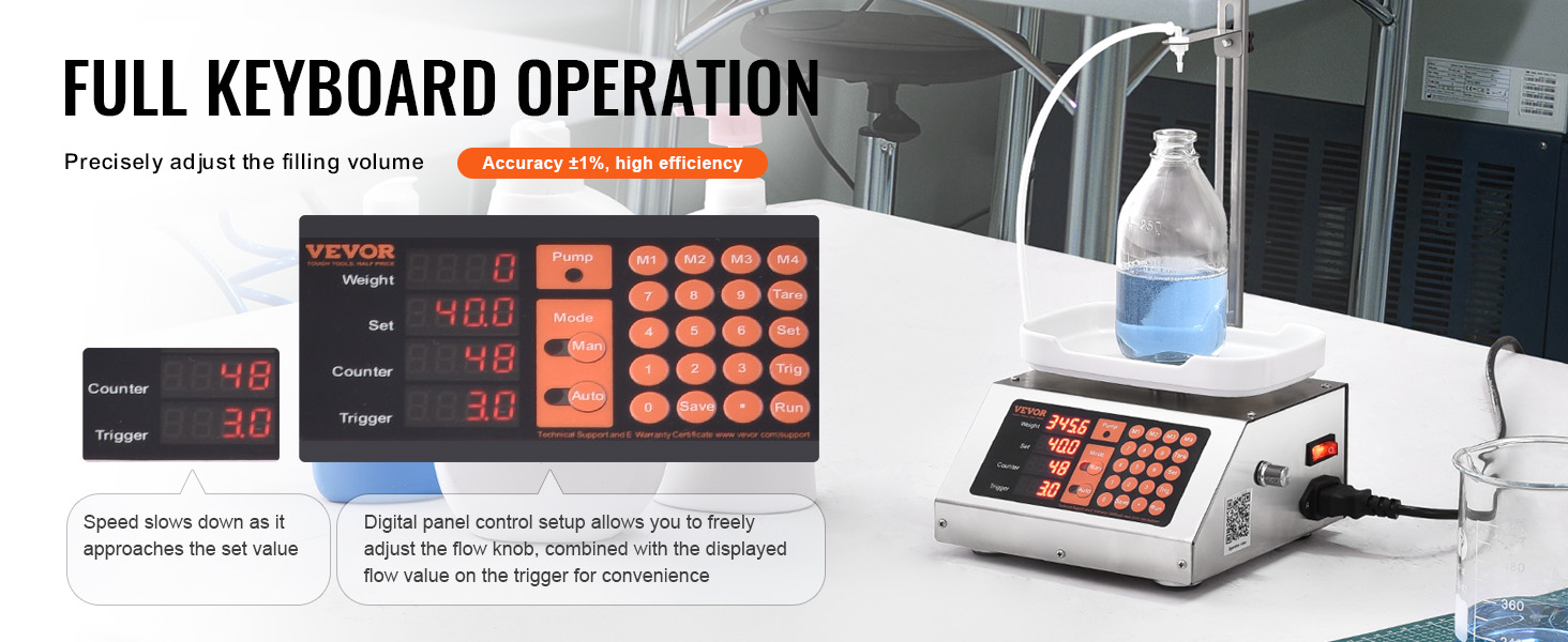 VEVOR Liquid Filling Machine, 5-50 g Weighing Capacity, Automatic ...
