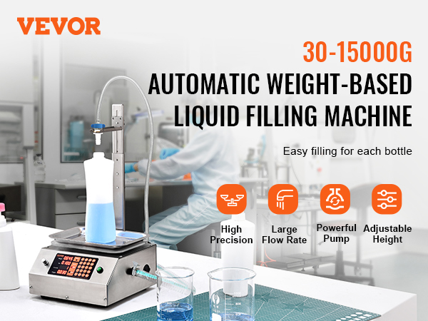 VEVOR Liquid Filling Machine, 30-15000 g Weighing Capacity, Automatic ...