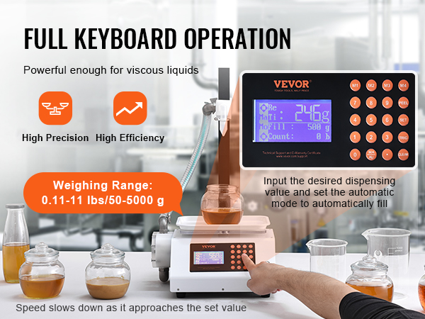 VEVOR Liquid Filling Machine, 50-5000 g Weighing Capacity, Automatic ...