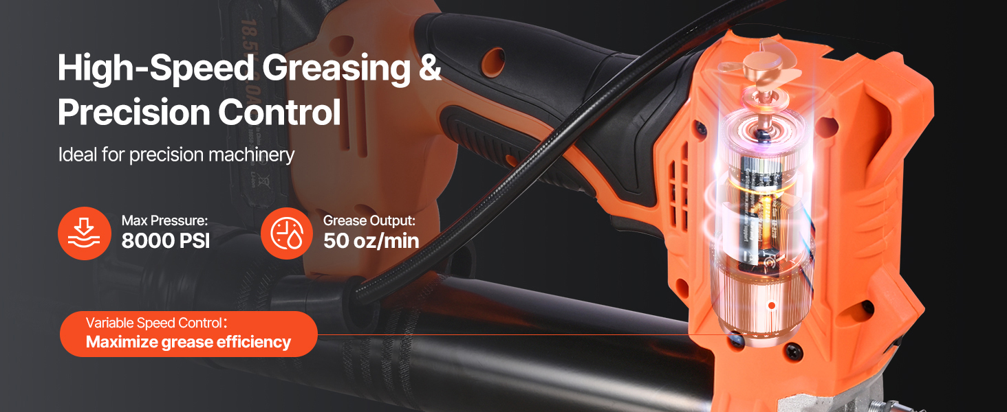 VEVOR Cordless Grease Gun 8000 PSI 20V Battery Operated Grease Gun ...