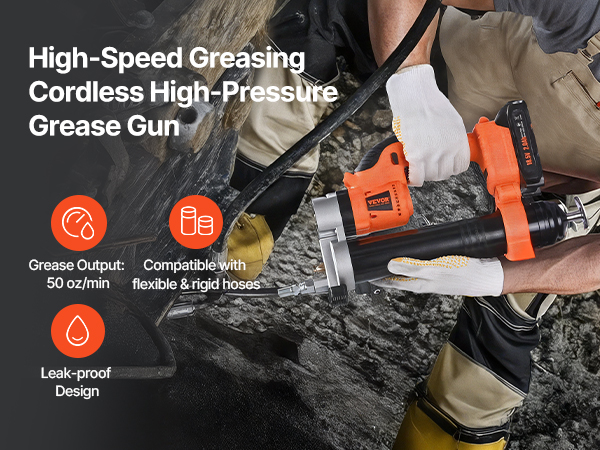 VEVOR Cordless Grease Gun 8000 PSI 20V Electric Grease Gun (Tool Only ...