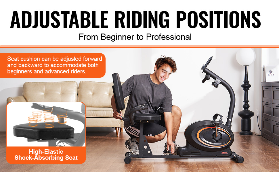 VEVOR Recumbent Exercise Bike Magnetic Resistance Stationary Bike Adult ...