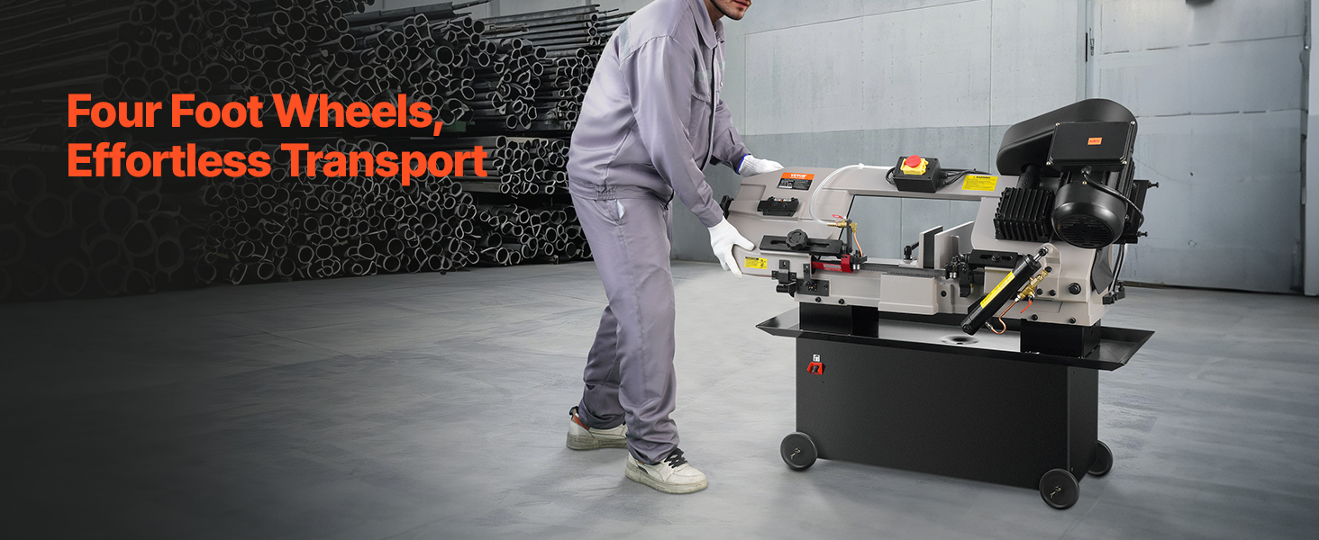Metal Horizontal Band Saw 7 x 12 in 1.1 kW Motor Variable Speed Bandsaw ...
