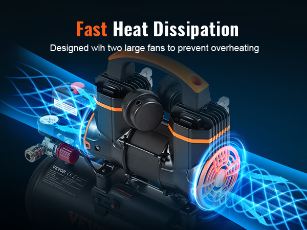 VEVOR Air Compressor 2.1 Gallon 900W 2.2 CFM@ 90PSI 70 dB Ultra Quiet ...