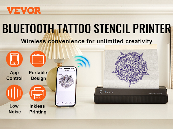 VEVOR Tattoo Stencil Printer, Wireless Bluetooth Tattoo Printer ...