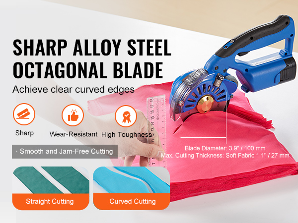 VEVOR Fabric Cutter, 5-Speed Cordless Electric Rotary Fabric Cutting ...