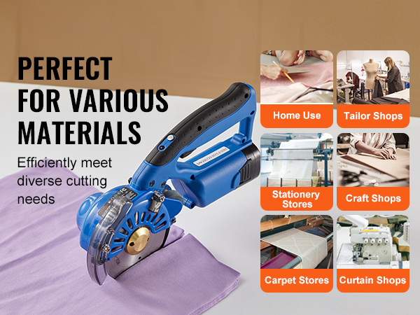 VEVOR Fabric Cutter, 5-Speed Cordless Electric Rotary Fabric Cutting ...