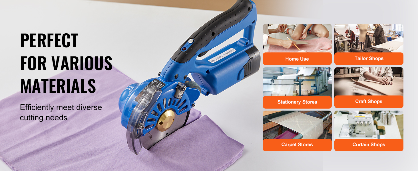 VEVOR Fabric Cutter, 5-Speed Cordless Electric Rotary Fabric Cutting ...
