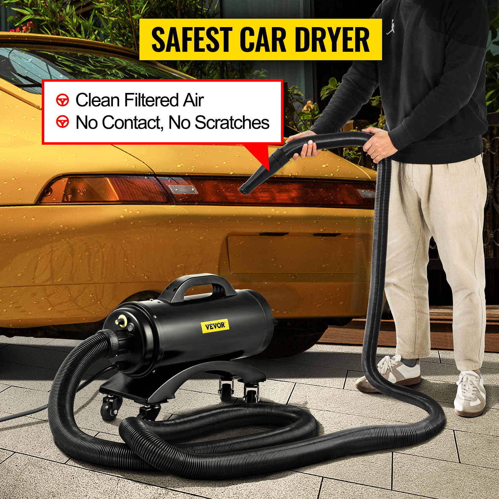 VEVOR Car Air Dryer Blower, 8.0HP Powered Temp High Velocity Car Dryer ...