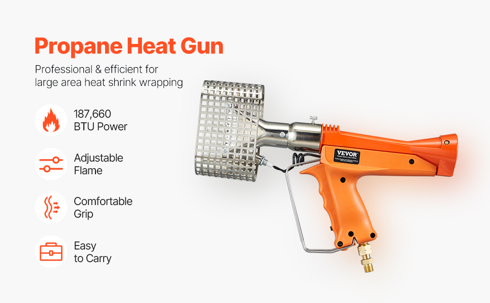 VEVOR Propane Heat Gun Up to 187660 BTU Hot Air Gun with Regulator ...