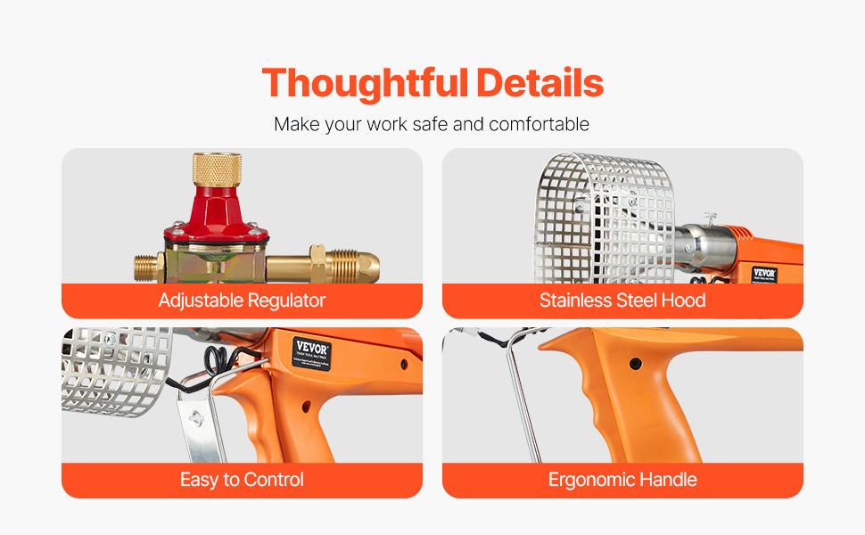 VEVOR Propane Heat Gun Up to 187660 BTU Hot Air Gun with Regulator ...