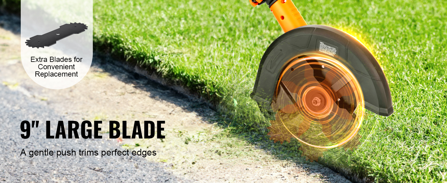 VEVOR Lawn Edger, 20 V Battery Powered Cordless Edger, 9-inch Blade ...