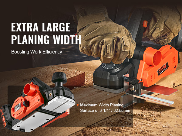 VEVOR Cordless Electric Hand Planer, 3-1/4" Width, 16000 RPM Handheld ...