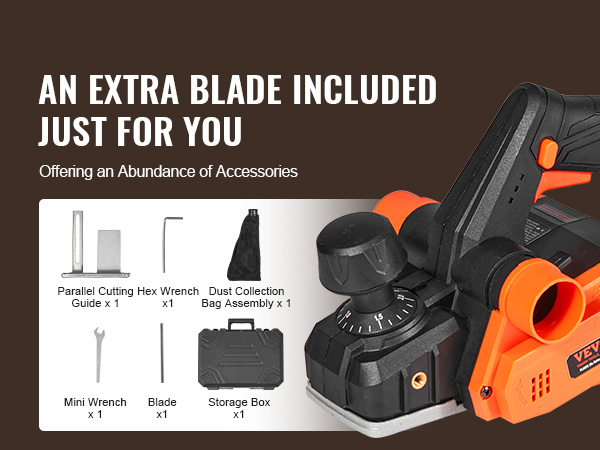 VEVOR Cordless Electric Hand Planer, 3-1/4" Width, 16000 RPM Handheld ...