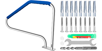 VEVOR Pool Handrail, 49.4" x 34" Swimming Pool Stair Rail, 304 ...