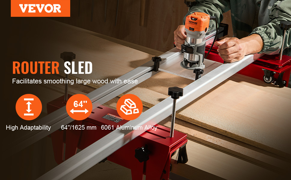 VEVOR Router Sled Adjustable Wood Slab Flattening Mill Router Jig 64 ...