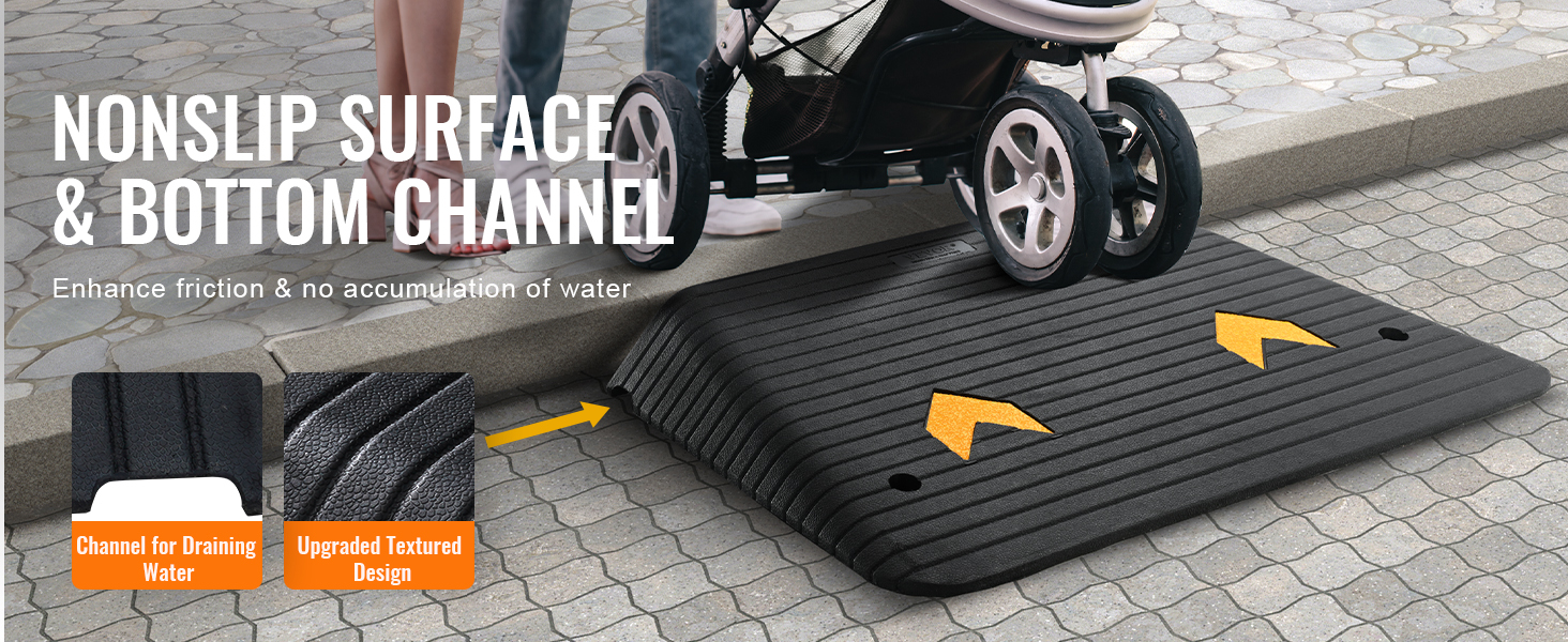 VEVOR Rubber Threshold Ramp, 4" Rise Wheelchair Ramp Doorway, Recycled ...
