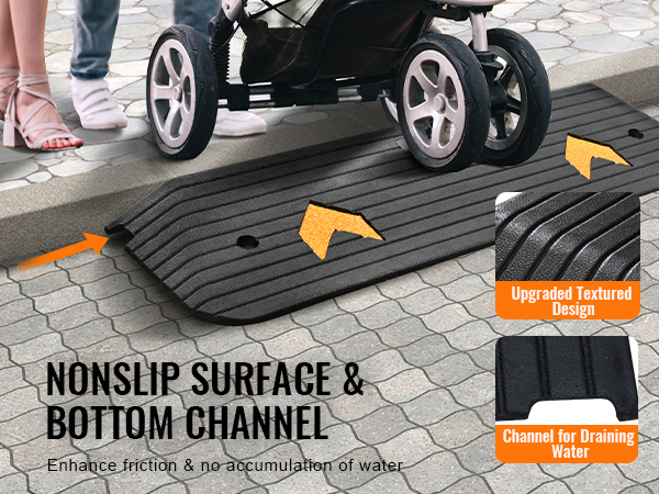 VEVOR Upgraded Rubber Threshold Ramp, 1" Rise Wheelchair Ramp Doorway ...