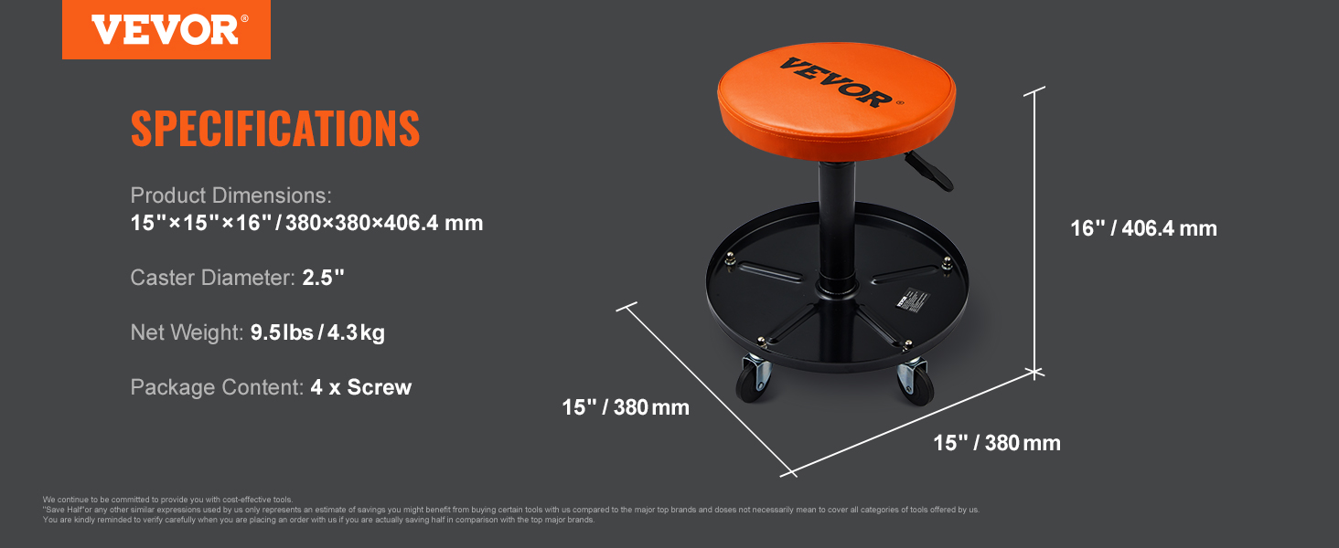VEVOR Mechanic Stool, 250 LBS Rolling Pneumatic Creeper Garage/Shop ...