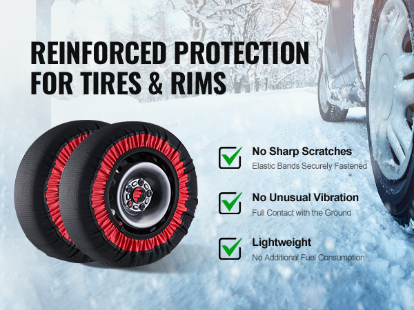 VEVOR 2PCS Thickened Snow Socks for Tires Snow Traction Tire Cover ...