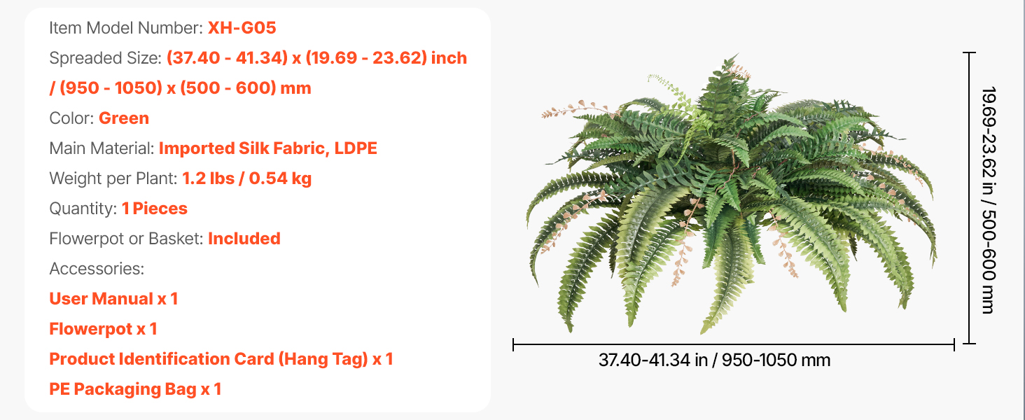 Artificial Boston Ferns Large Plastic Fern 80 Branches Indoor Outdoor ...